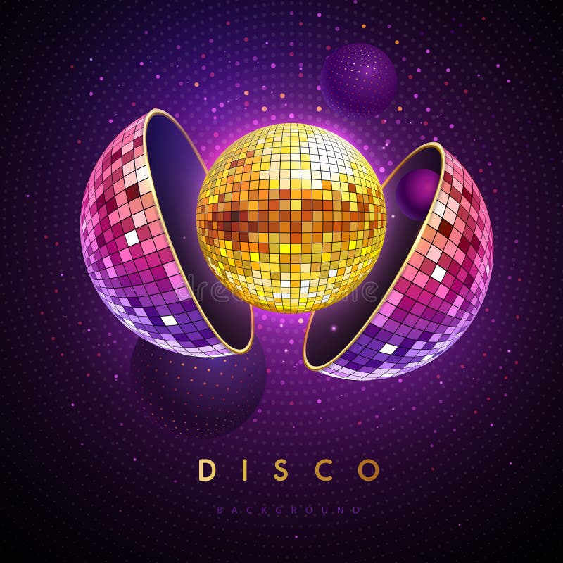 Disco Party Background with 3d Glowing Disco Balls. Disco Poster Stock ...
