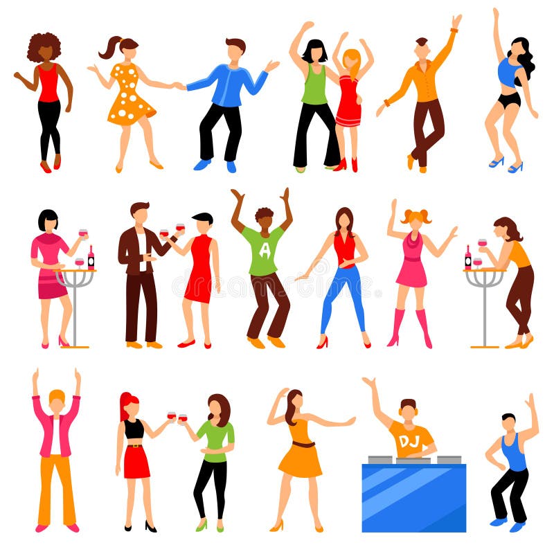 Disco Party Icons Set stock vector. Illustration of dancing - 74371636