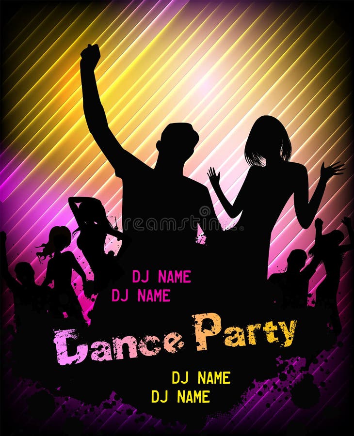Vector Disco Party Flyer Design on Abstract Color Background. Stock ...