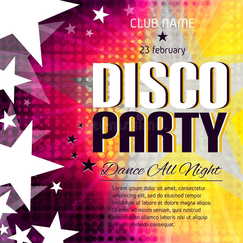 Disco party poster stock vector. Illustration of club - 64116801