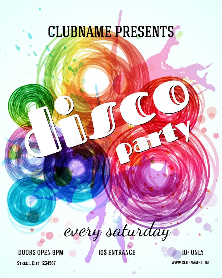Disco party poster stock vector. Illustration of invitation - 188014327