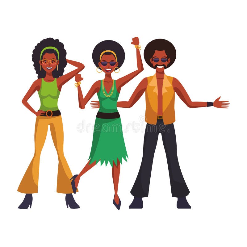 Disco People Cartoon in Black and White Stock Vector - Illustration of ...