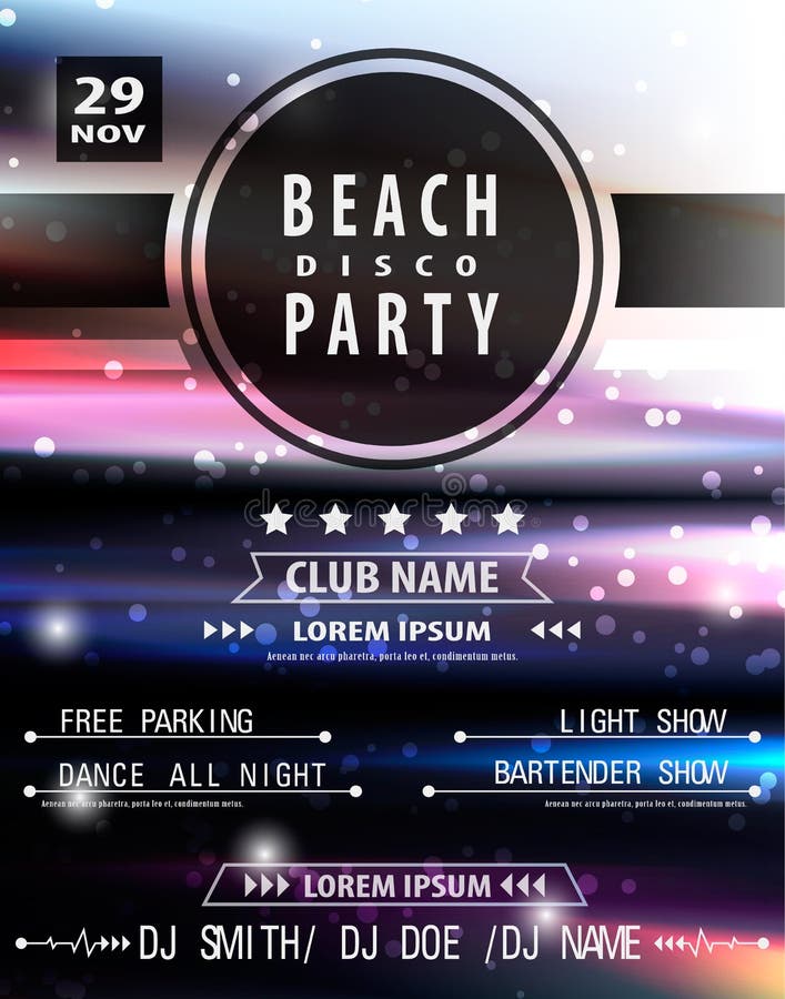 Disco poster template stock illustration. Illustration of disco - 91853348
