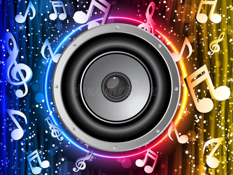 Disco Speaker with Music Notes Stock Vector - Illustration of design ...