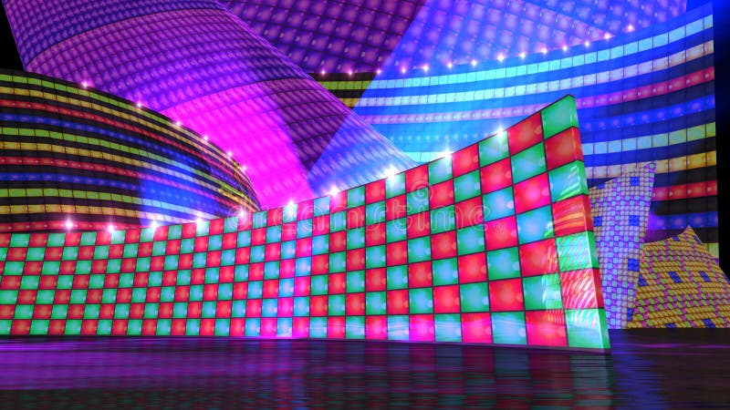 The Disco Stage Set Checker Stock Illustration - Illustration of light ...
