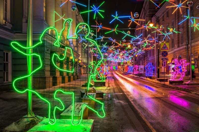 Disco Street Dmitrovka stock image. Image of landmark - 66560801