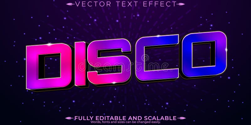 Disco Text Effect, Editable Music and Party Text Style Stock Vector ...