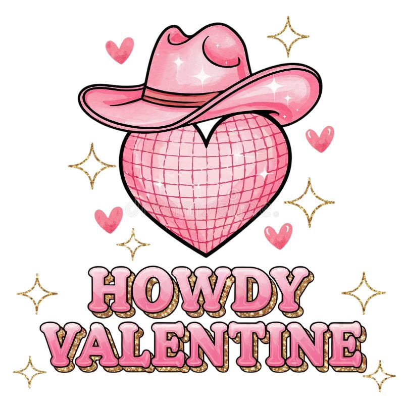 Disco Valentine Heart with Cowboy Hat Stock Illustration - Illustration ...
