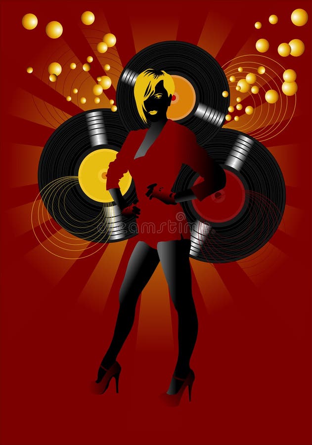 DJ and Girl stock vector. Illustration of nightclub, music - 6423236