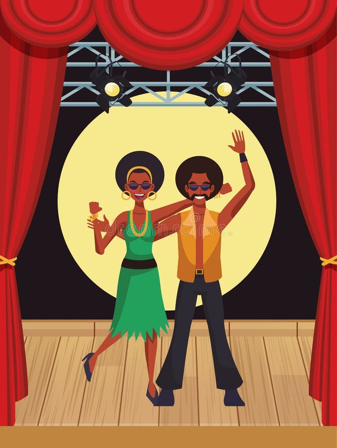 Disco Artist at Stage Cartoon Stock Vector - Illustration of hippies ...