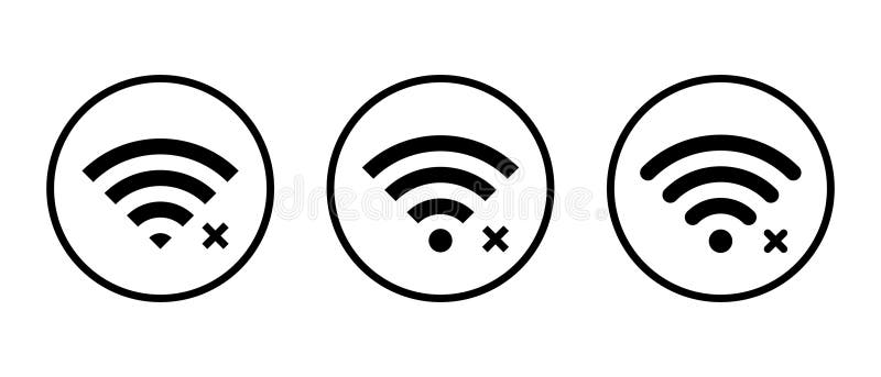Disconnect Wifi Icon Set on Circle Line. Lost Wireless Connection ...