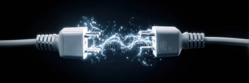 Disconnected Electrical Plug and Wire Generating Glitch Spark Effect in ...