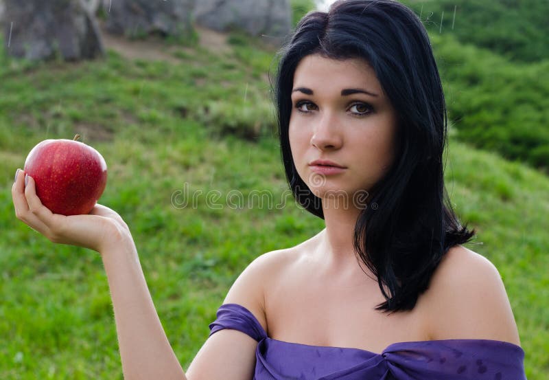 Disconsolate Woman with an Apple Stock Image - Image of expression ...