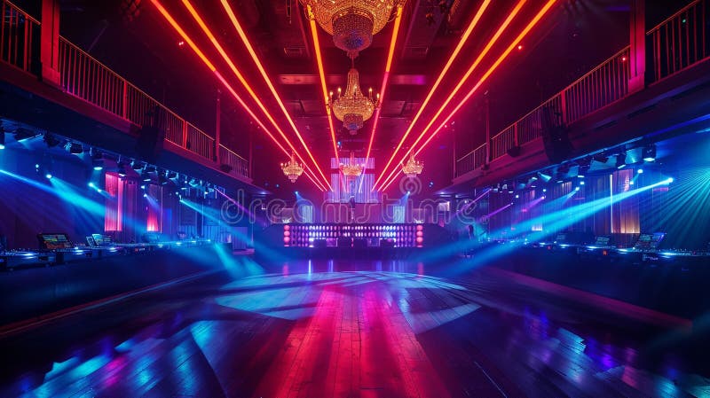 Discotheque Featuring Live DJ Set with Pulsating Lights Stock ...