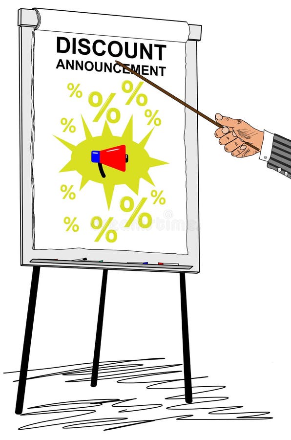 Discount Announcement Concept Drawn on a Flipchart Stock Illustration ...