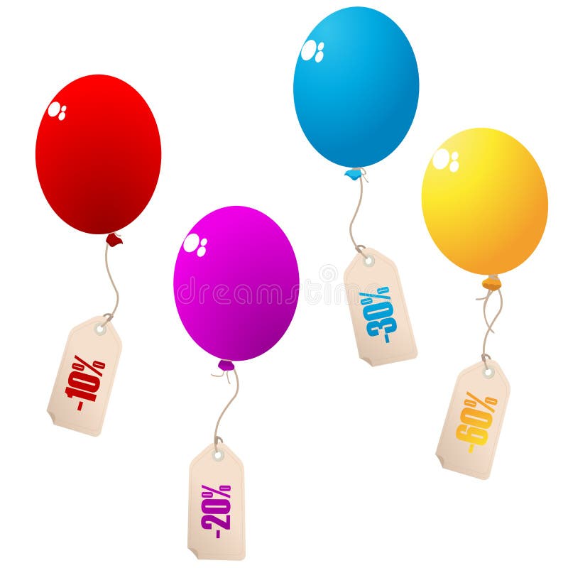 Discount Balloons with Price Tags Stock Vector - Illustration of price ...