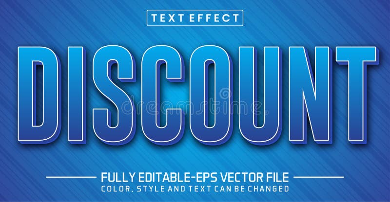 Discount Blue Font Text Effect Editable Stock Vector - Illustration of ...