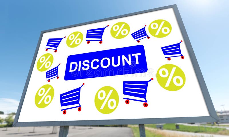 Discount Concept on a Billboard Stock Image - Image of cart, trolley ...
