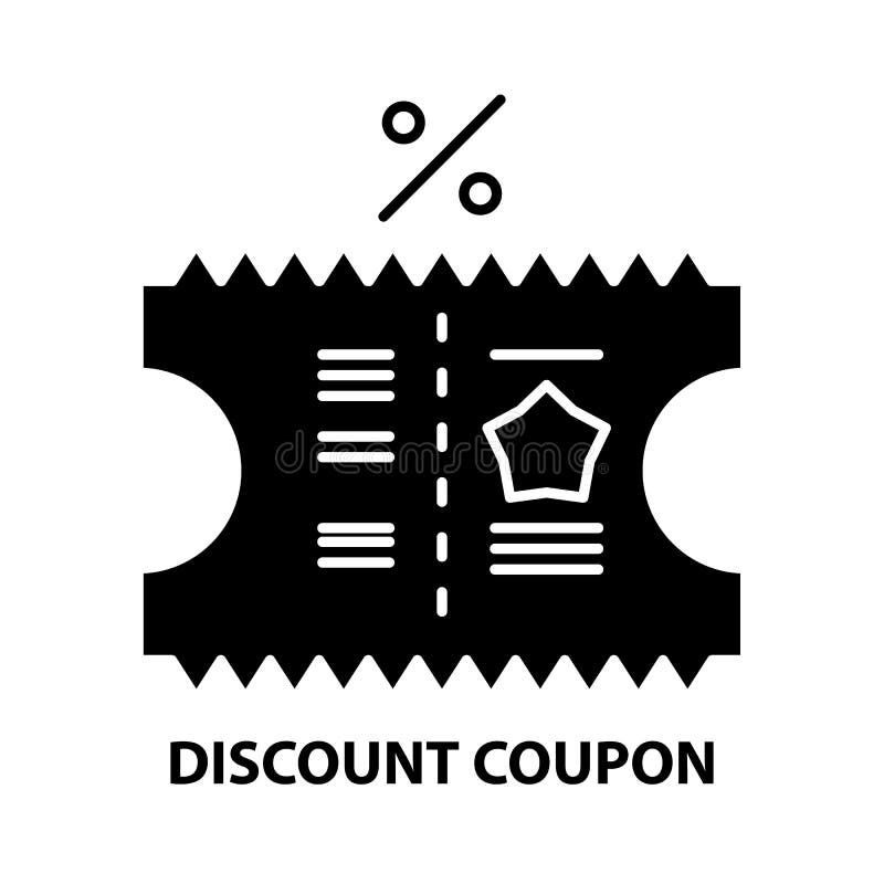 Discount Coupon Icon, Black Vector Sign with Editable Strokes, Concept ...