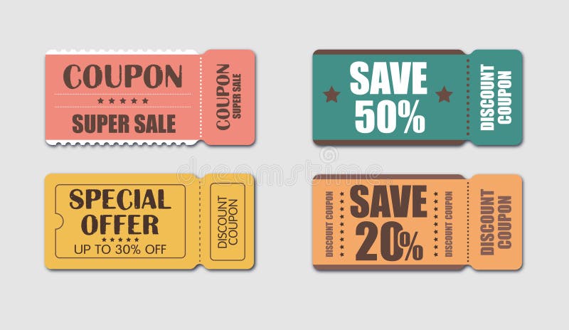 Discount Coupon Illustration Set in the Old Style Stock Vector ...