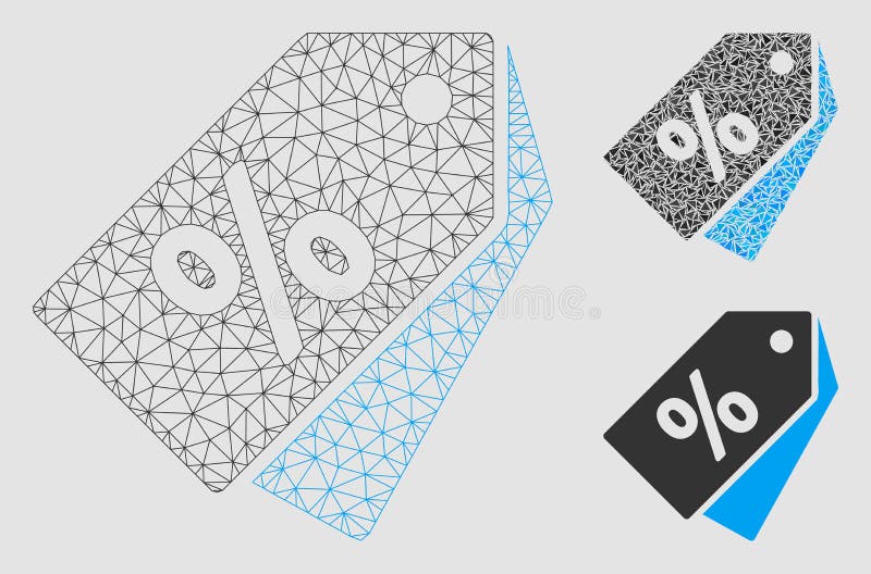 Discount Coupons Vector Mesh Wire Frame Model and Triangle Mosaic Icon ...