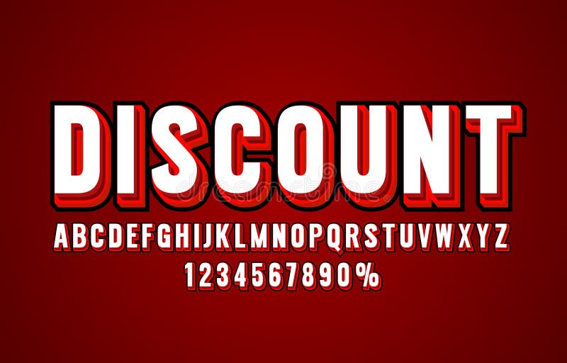 Discount Font Set Collection, Letters and Numbers Symbol. Vector ...