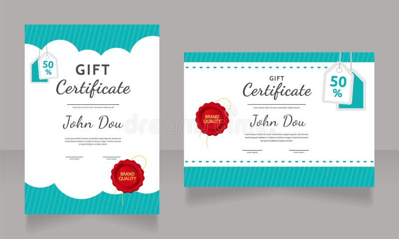 Discount Gift Certificate Design Template Set Stock Vector ...