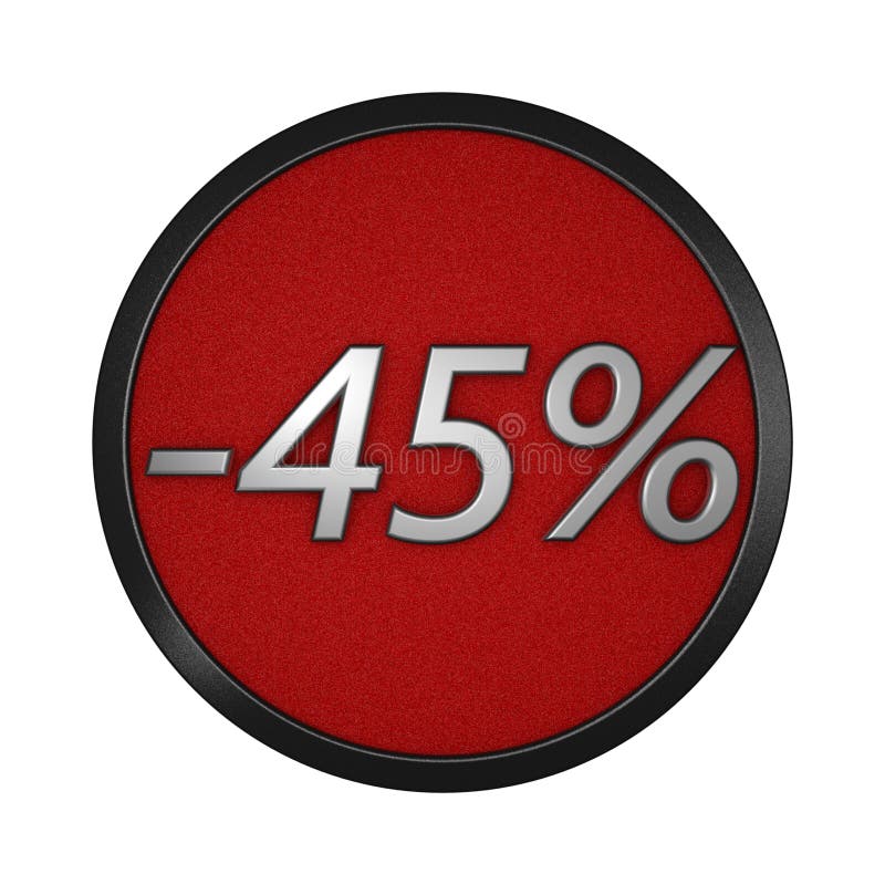 Discount Icon `-45 `. Isolated Graphic Illustration. 3D Rendering Stock ...