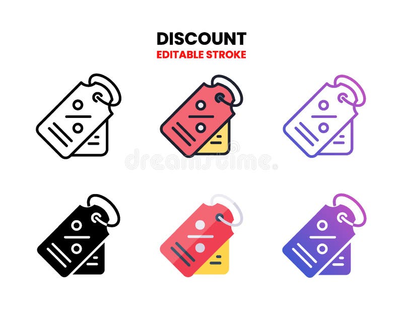 Discount Icon Set with Different Styles. Stock Vector - Illustration of ...