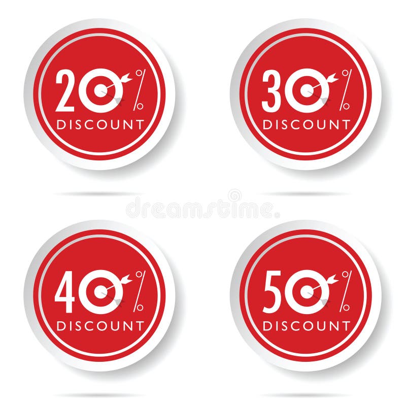 Discount Icon Set on Red Button Illustration Stock Vector ...