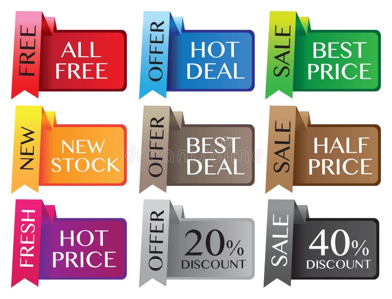 Discount labels stock vector. Illustration of icon, paper - 27300614