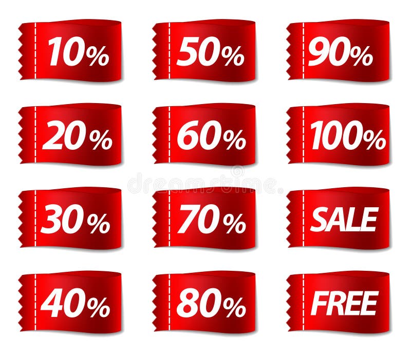 Discount Different Percentages in Color Circles Stock Illustration ...