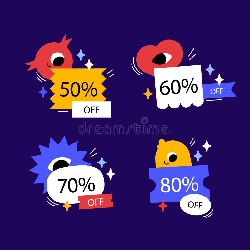 Discount Numbers Badges Set Design Vector Illustration. Stock Vector ...