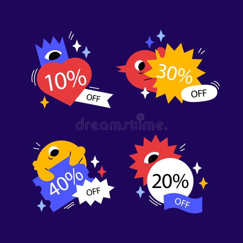 Discount Numbers Badges Set Design Vector Illustration. Stock Vector ...
