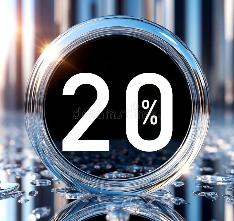 Discount 20 Percent Off with Silver Metallic Frame with Reflection on a ...