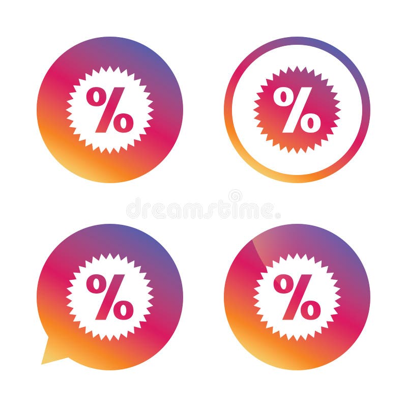 Discount Percent Sign Icon. Star Symbol Stock Vector - Illustration of ...