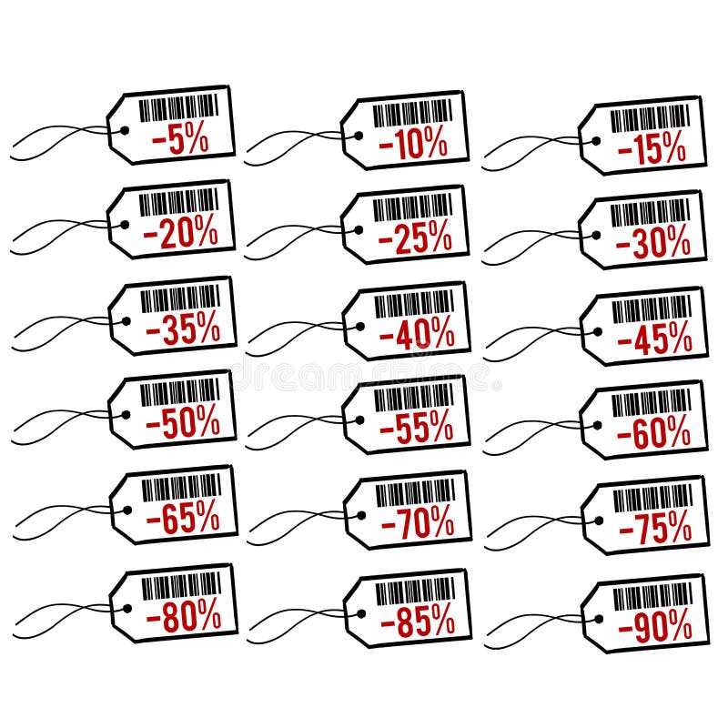 Discount Price Tags Collection on White Background Stock Illustration ...