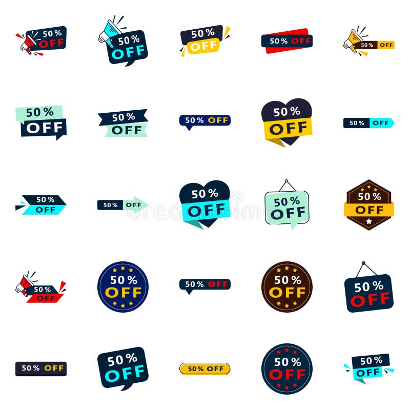 50 Discount a Set of 25 Eye-catching Vector Banners Stock Vector ...