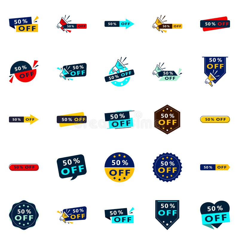 50 Discount a Set of 25 Eye-catching Vector Banners Stock Vector ...