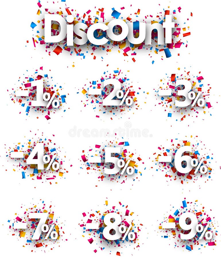 Discount signs paper set. stock vector. Illustration of twenty - 88653881