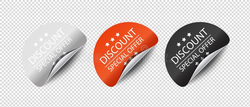 Discount Special Offer Round Curved Corner Sticker - Vector Set ...
