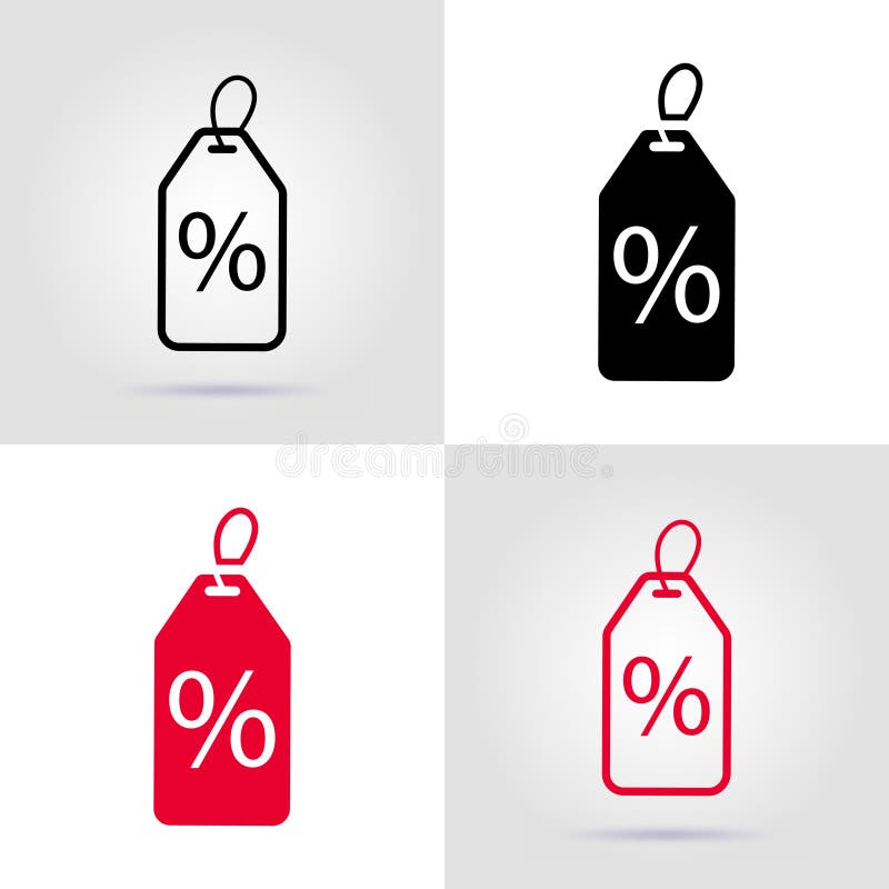 Discount Sticker Icon Set on Gray Background with Soft Shadow Stock ...