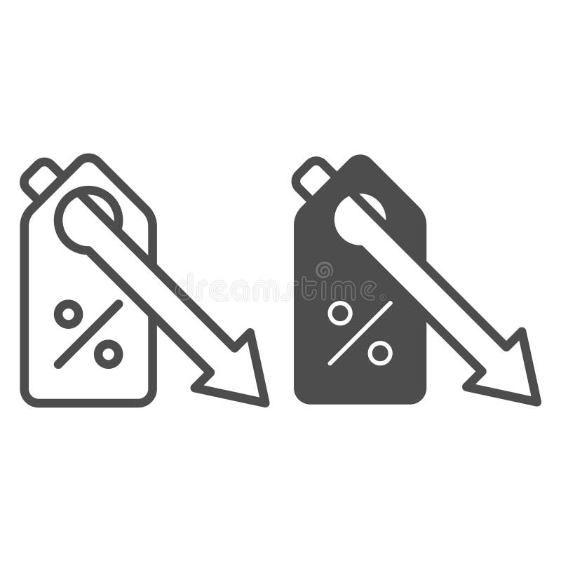 Discount Tag with Down Arrow Line and Solid Icon, Price Fall Concept ...