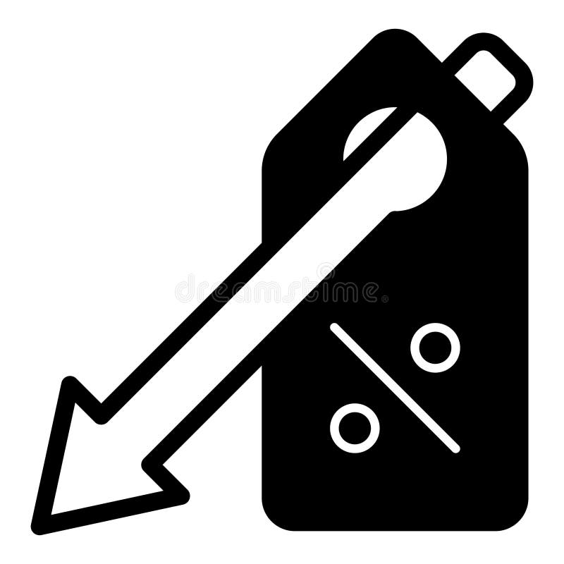 Discount Tag with Down Arrow Solid Icon, Price Fall Concept. Vector ...