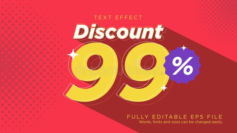 Discount 99 Text Effect Font Type Stock Vector - Illustration of design ...