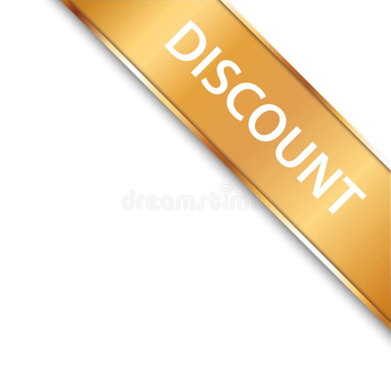 DISCOUNT - Vector Illustration of Gold Corner Ribbon Banner with Gold ...