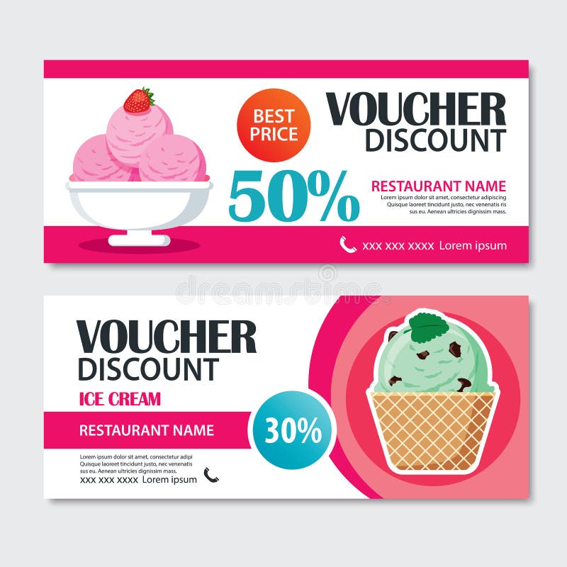 Discount Voucher Set of Ice Cream Template Design. Stock Vector ...