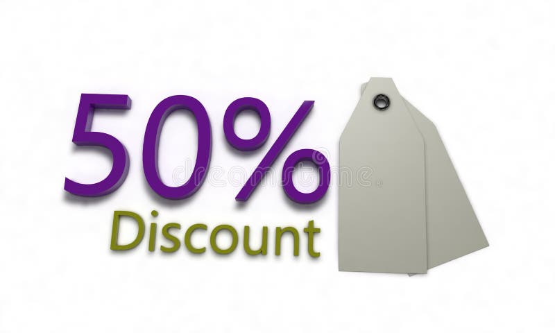 Discount 50 on White , 3d Render Stock Illustration - Illustration of ...