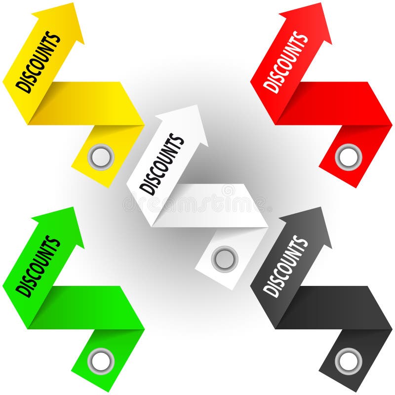 Discounts arrow banner set stock illustration. Illustration of ...