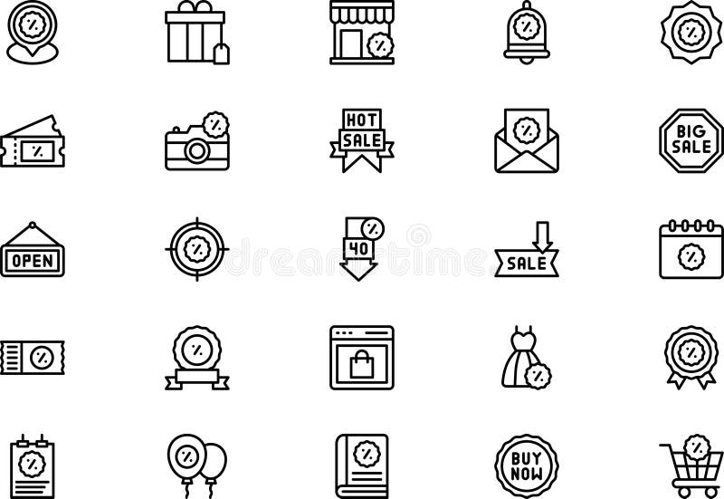 Discounts and Offers Icons Collection is a Vector Illustration with ...